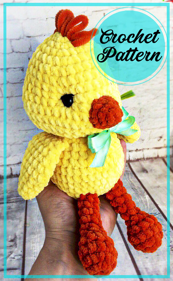 Crochet plush chicken free amigurumi pattern